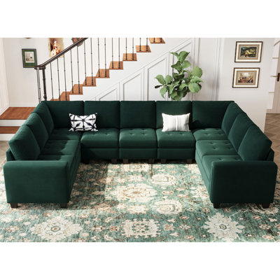 Mercer41 Shavera 8 - Piece Large U Shaped Corner Sofa Sectional Modular Sofa Living Room Couch ...